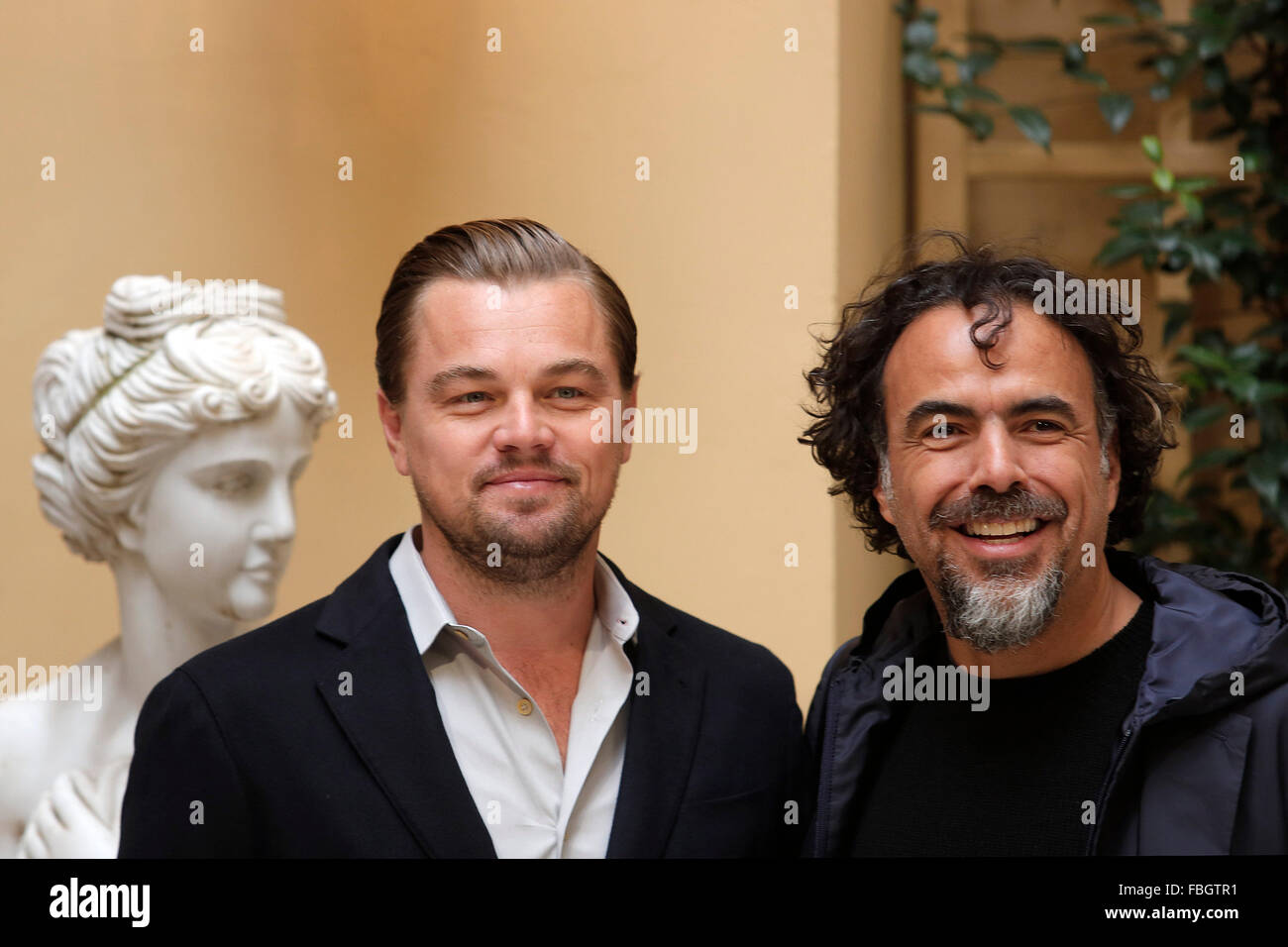 Rome, Italy. 16th Jan, 2016. Alejandro Gonz‡lez I–‡rritu e Leonardo Di Caprio Rome 16th January ...