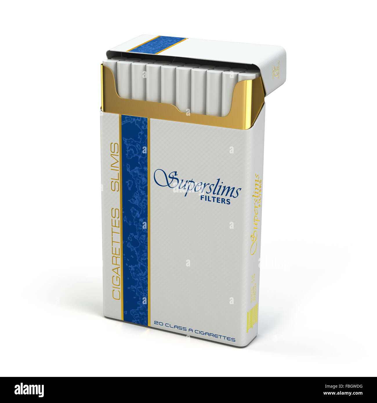 Pack of slim cigarettes on white isolated background. 3d Stock Photo ...