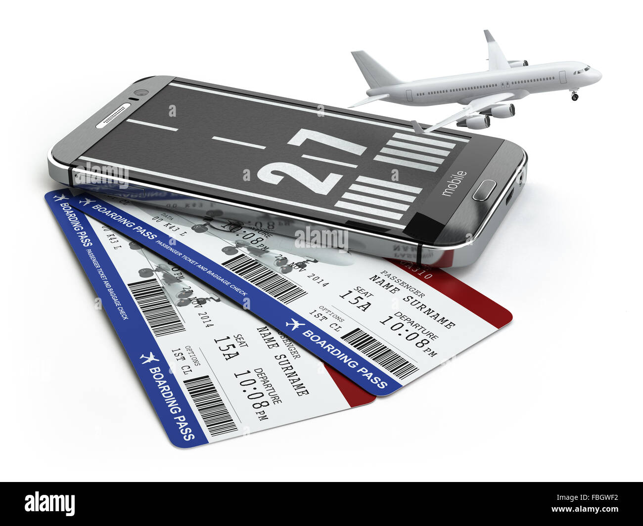 Buying airline tickets online concept. Smartphone or mobile phone with ...