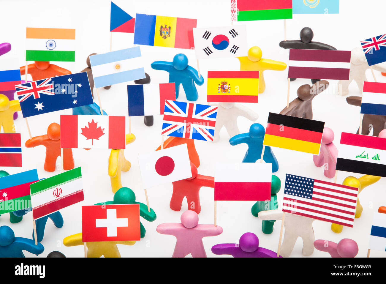 Plasticine humans with the various flags Stock Photo - Alamy