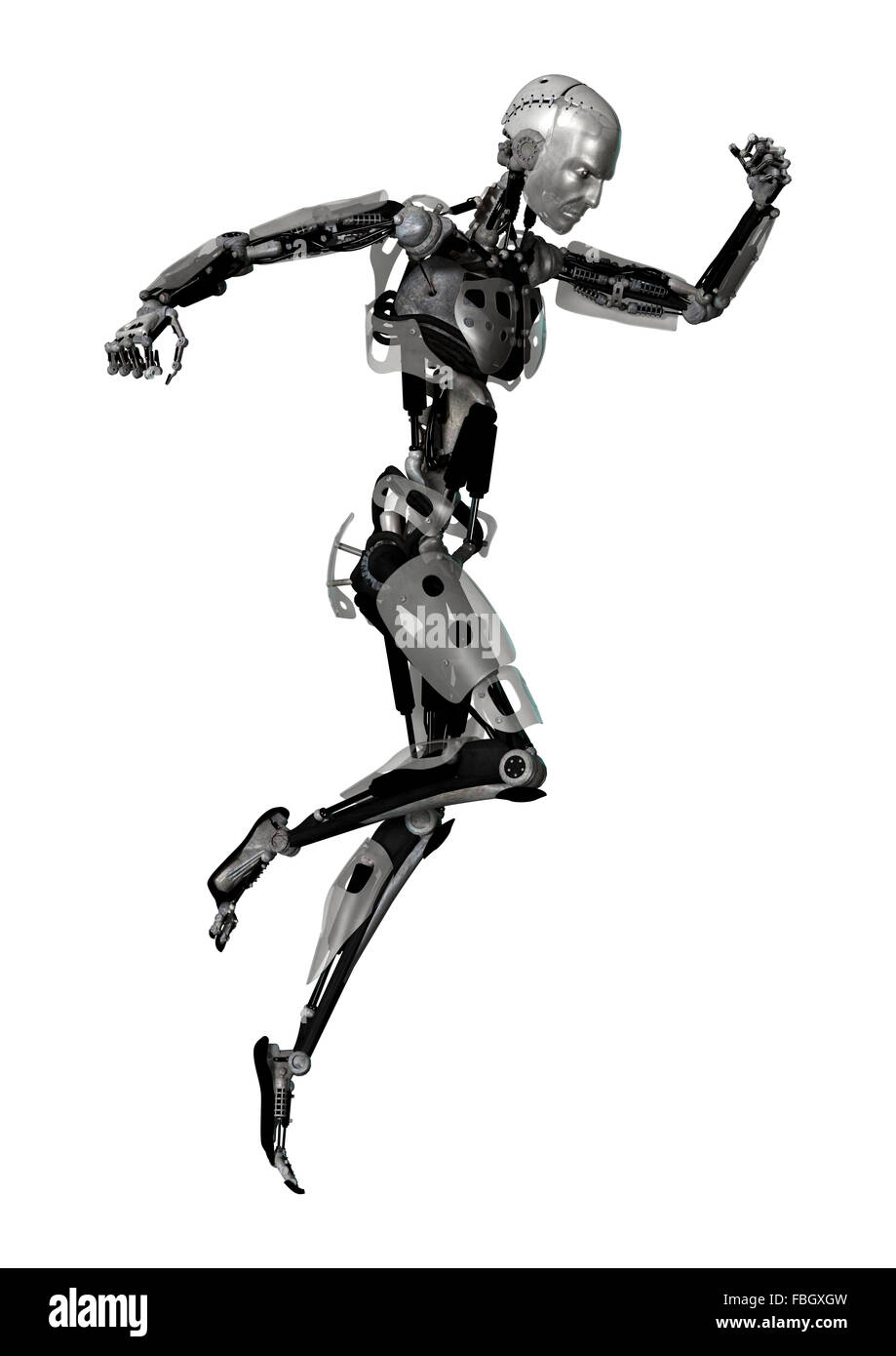 3D digital render of a male cyborg isolated on white background Stock ...