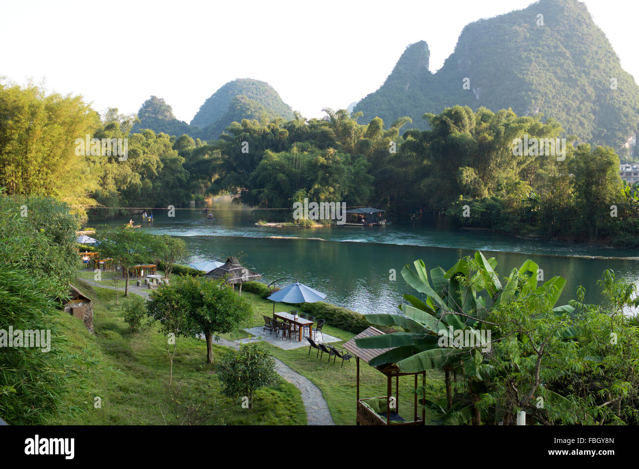 Karst Mountain Peaks,Bamboo Rafting,Yangshuo River Yulong,Gaotian Town ...