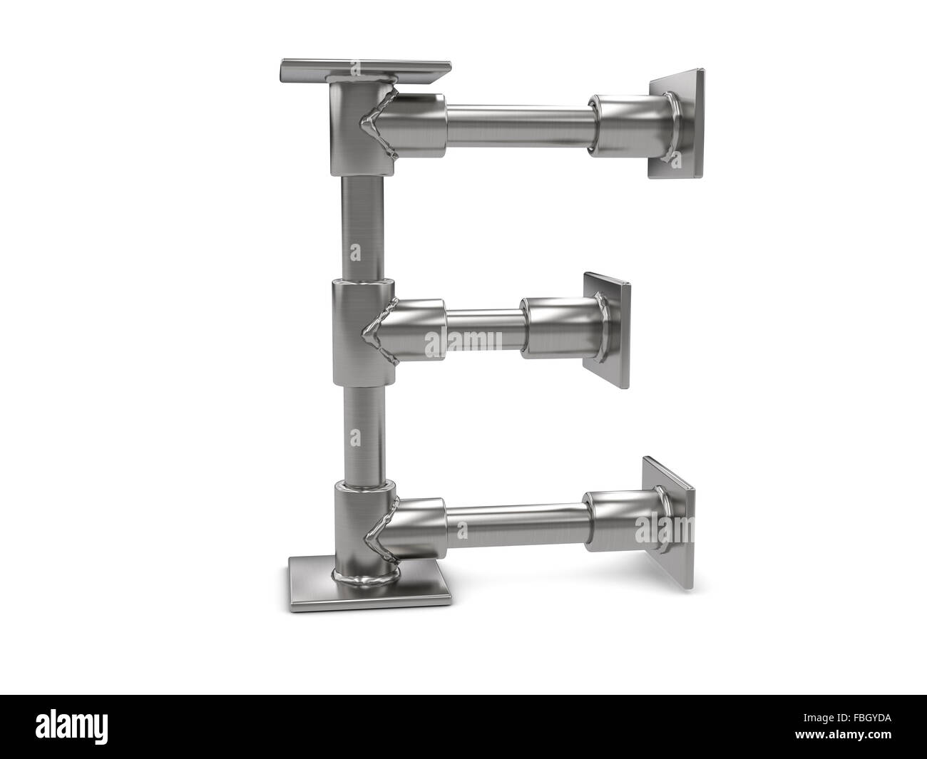 Metal letter E on a white background Stock Photo - Alamy