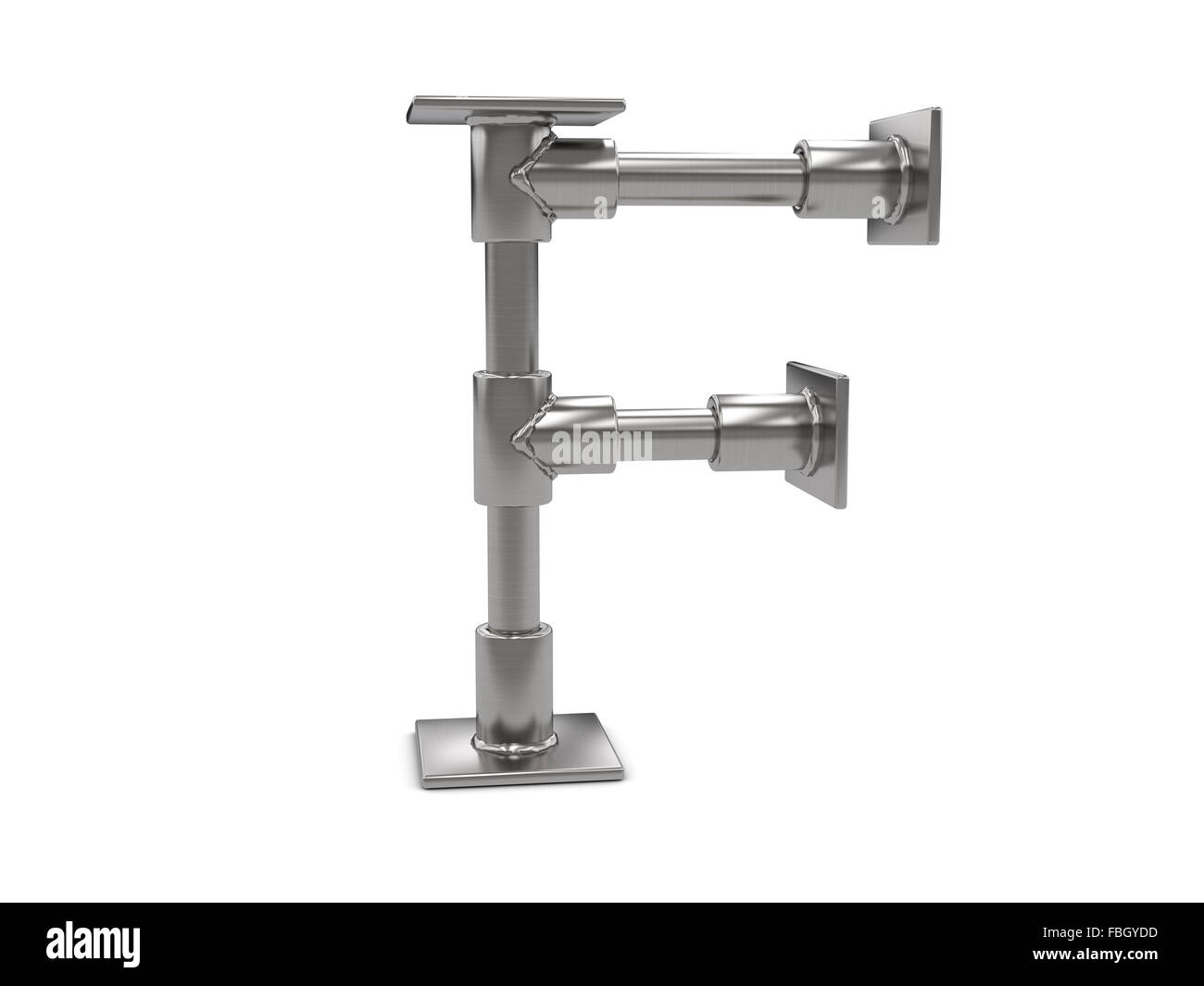 Metal letter F on a white background Stock Photo - Alamy