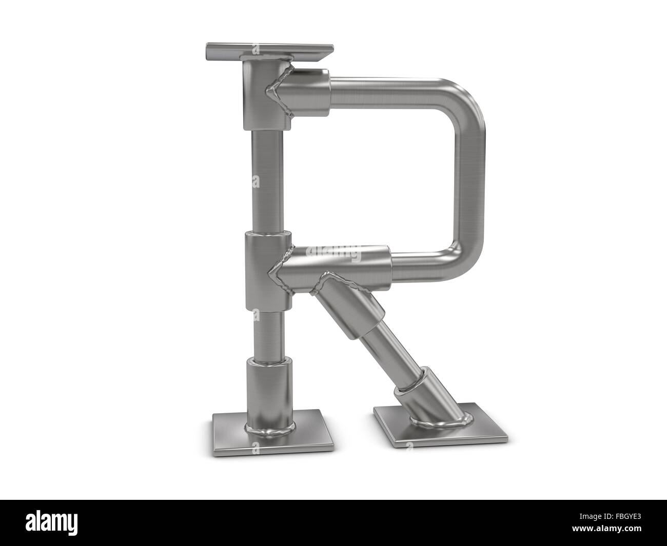 Metal letter R on a white background Stock Photo - Alamy