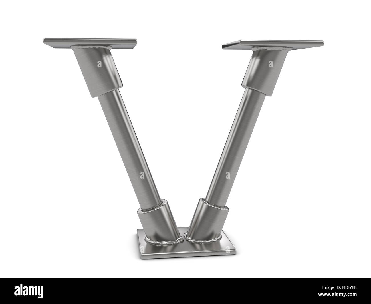 Metal letter V on a white background Stock Photo - Alamy