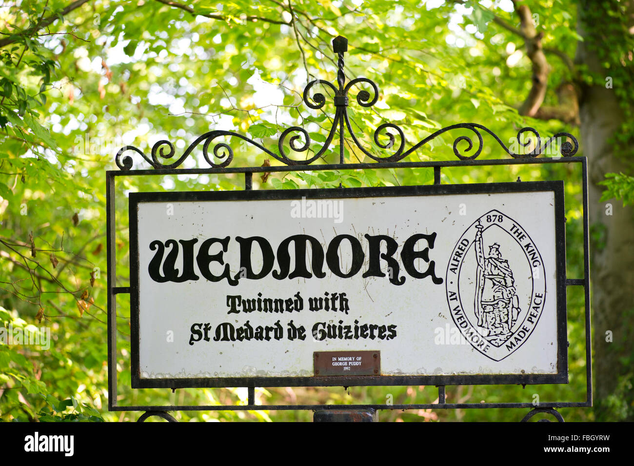 Village sign, Wedmore, Somerset, England Stock Photo - Alamy