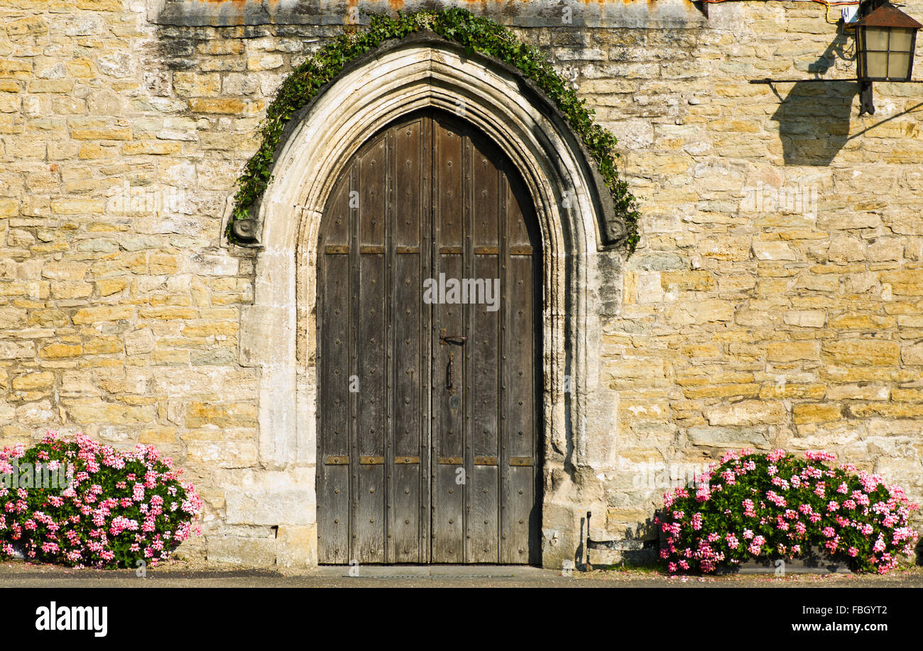 Church door, St Mary's Church , Wedmore, Somerset, England Stock Photo ...