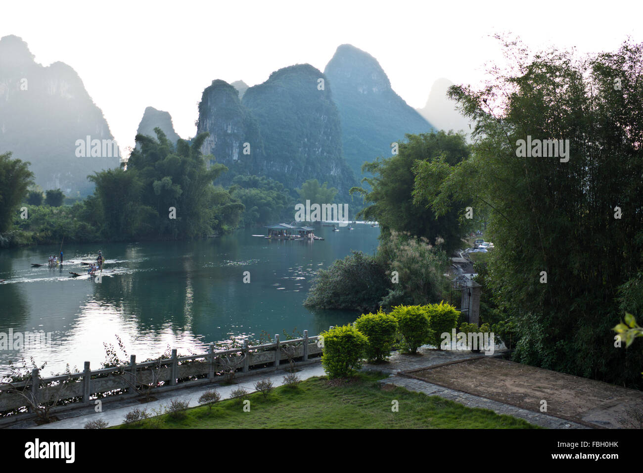 Karst Mountain Peaks,Bamboo Rafting,Yangshuo River Yulong,Gaotian Town ...