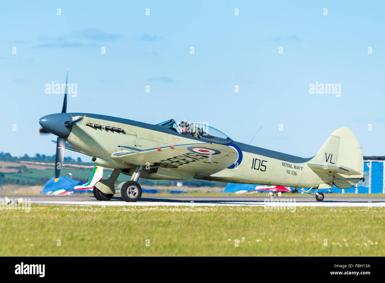 Supermarine Seafire Mk.XVII taxiing before take-off Stock Photo - Alamy