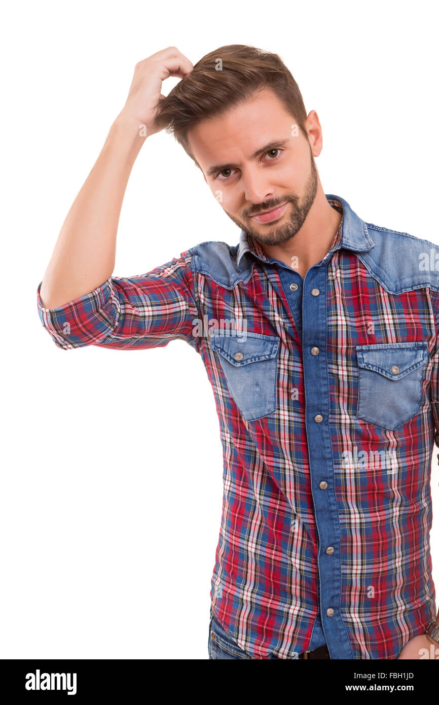Studio shot Young man having a great idea Stock Photo - Alamy