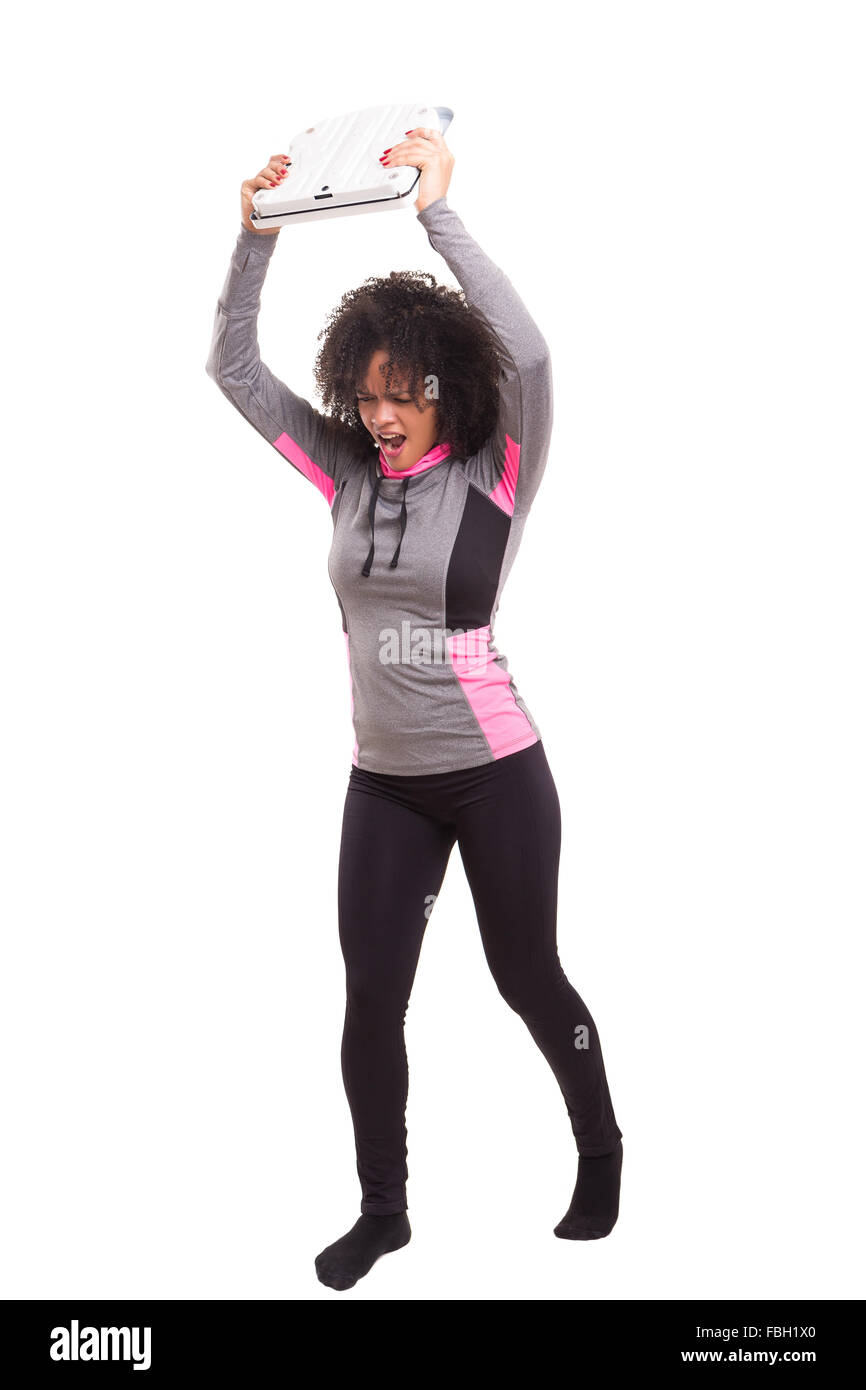 Obese black woman scale Cut Out Stock Images & Pictures - Alamy