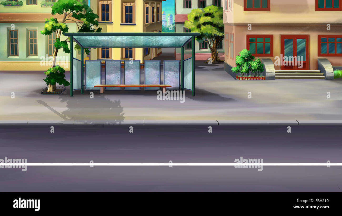 Waiting at a bus stop drawing hi-res stock photography and images - Alamy