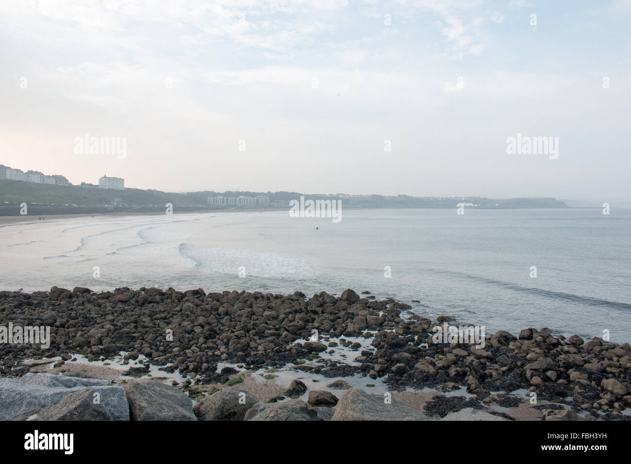 Beautiful and iconic North Bay Beach in coastal town of Scarborogh ...