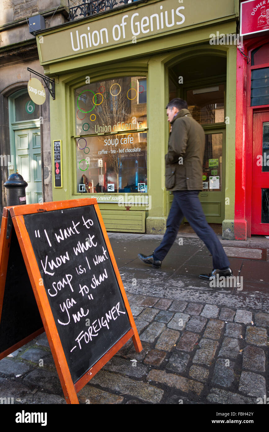 A man walks by Union of Genius which claims to be Scotland's first soup ...