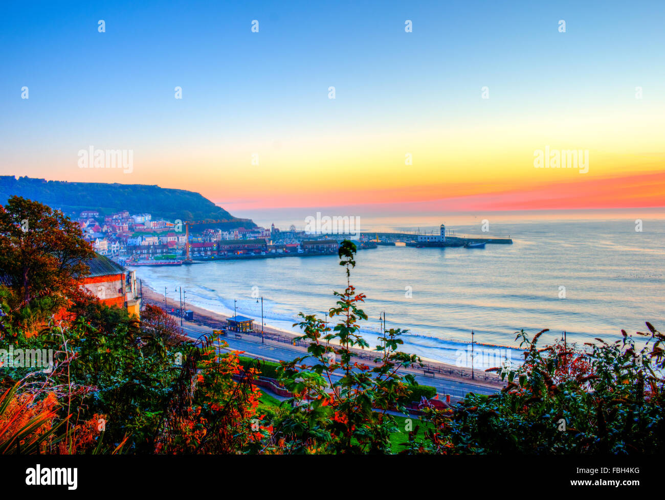 Scarborough seafront during cloudy day. Scarborough, North Yorkshire ...