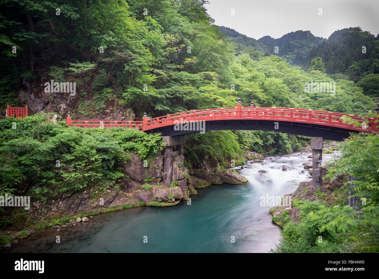 Long exposure of Shinkyo Bridge in Nikko, Japan. Wide angle Stock Photo ...