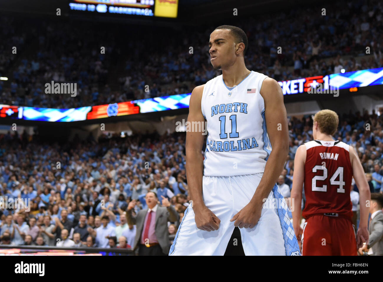 Chapel Hill, North Carolina, USA. 16th Jan, 2016. North Carolina Tar Heels forward Brice Johnson ...
