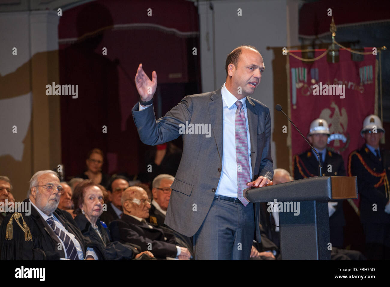 Palermo, Italy. 16th Jan, 2016. Angelino Alfano, Italian Minister of ...