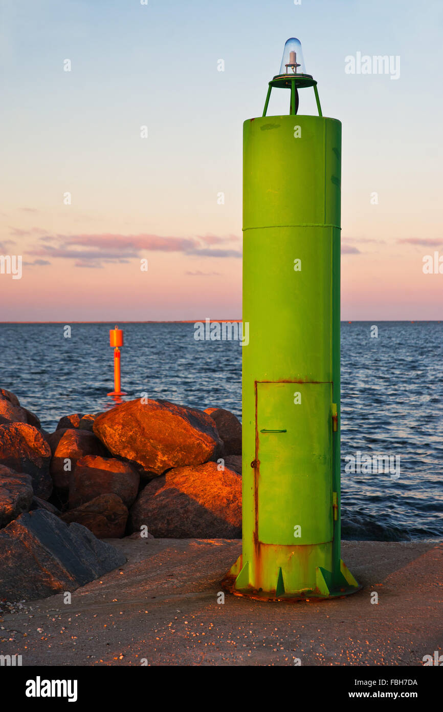 Pier beacon in the port entrance of Roograhu, island Hiiumaa, Estonia ...
