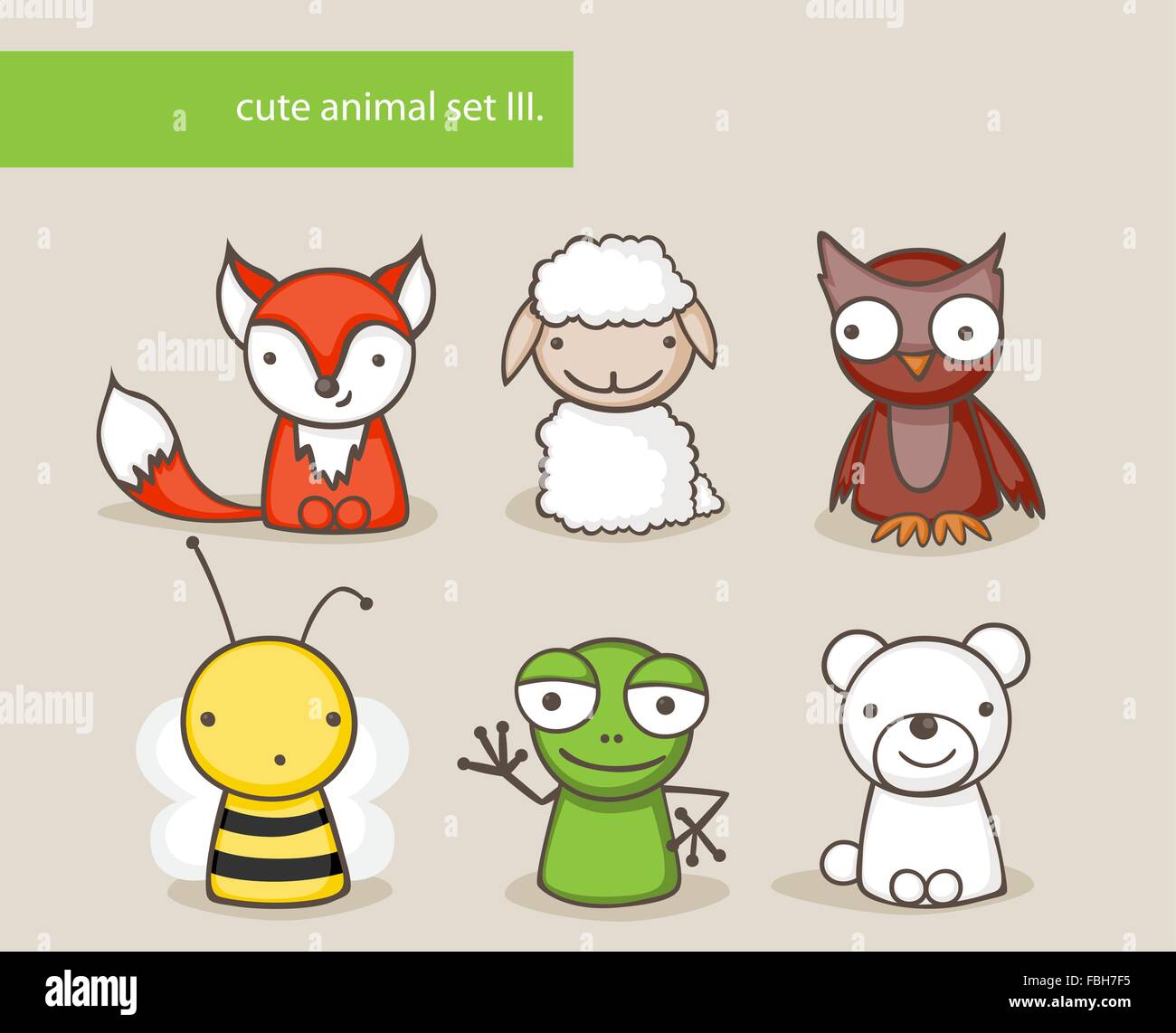 Collection of cute cartoon animals Stock Vector Image & Art - Alamy
