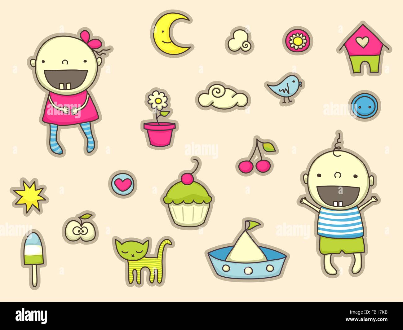 Cute stickers hi-res stock photography and images - Alamy