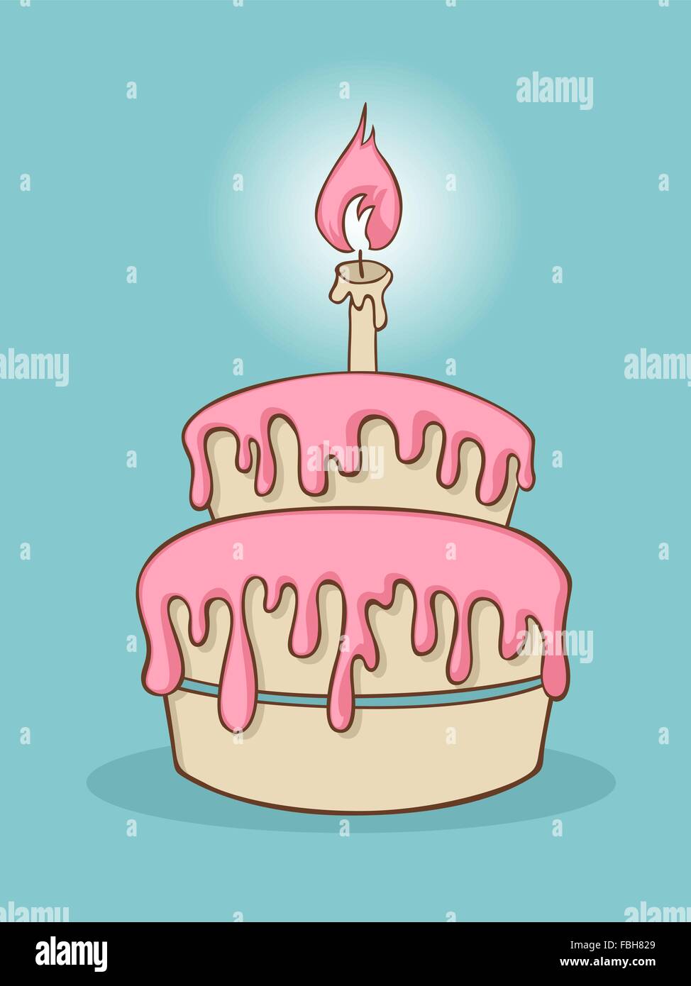 Cartoon birthday cake with one candle Stock Vector Image & Art - Alamy