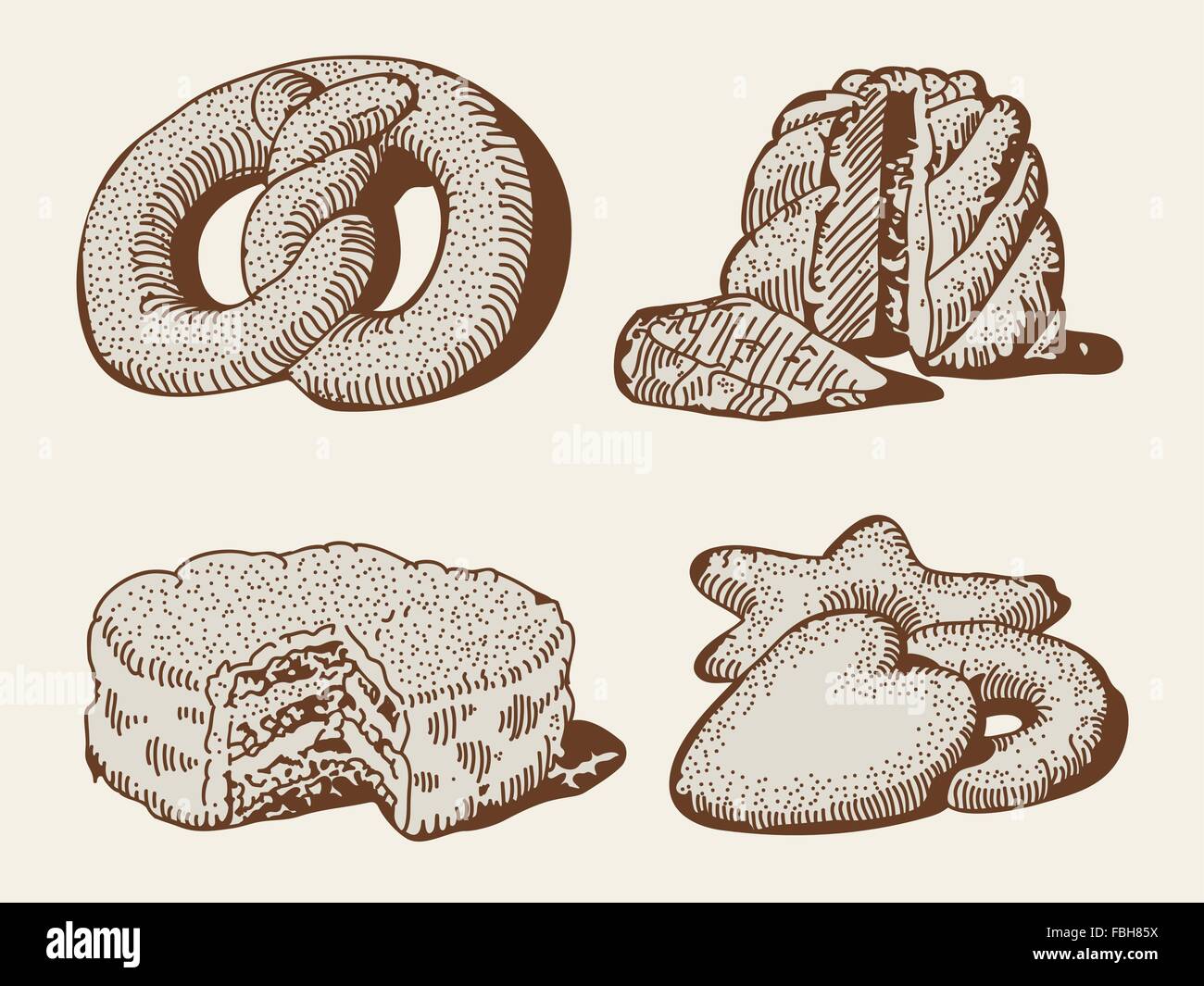 Engraving style pastry set Stock Vector Image & Art - Alamy