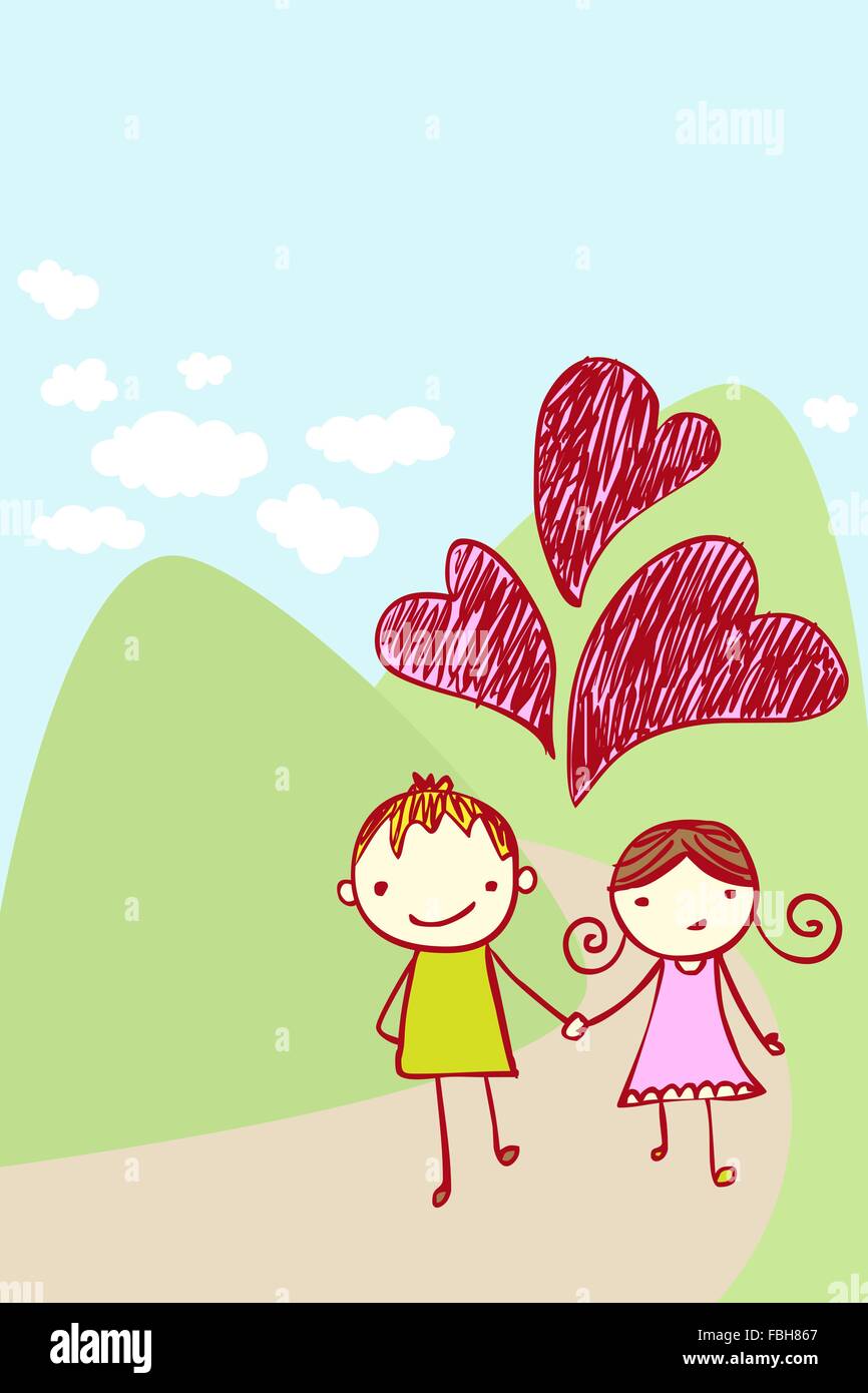 Cute couple in love taking a walk Stock Vector Image & Art - Alamy