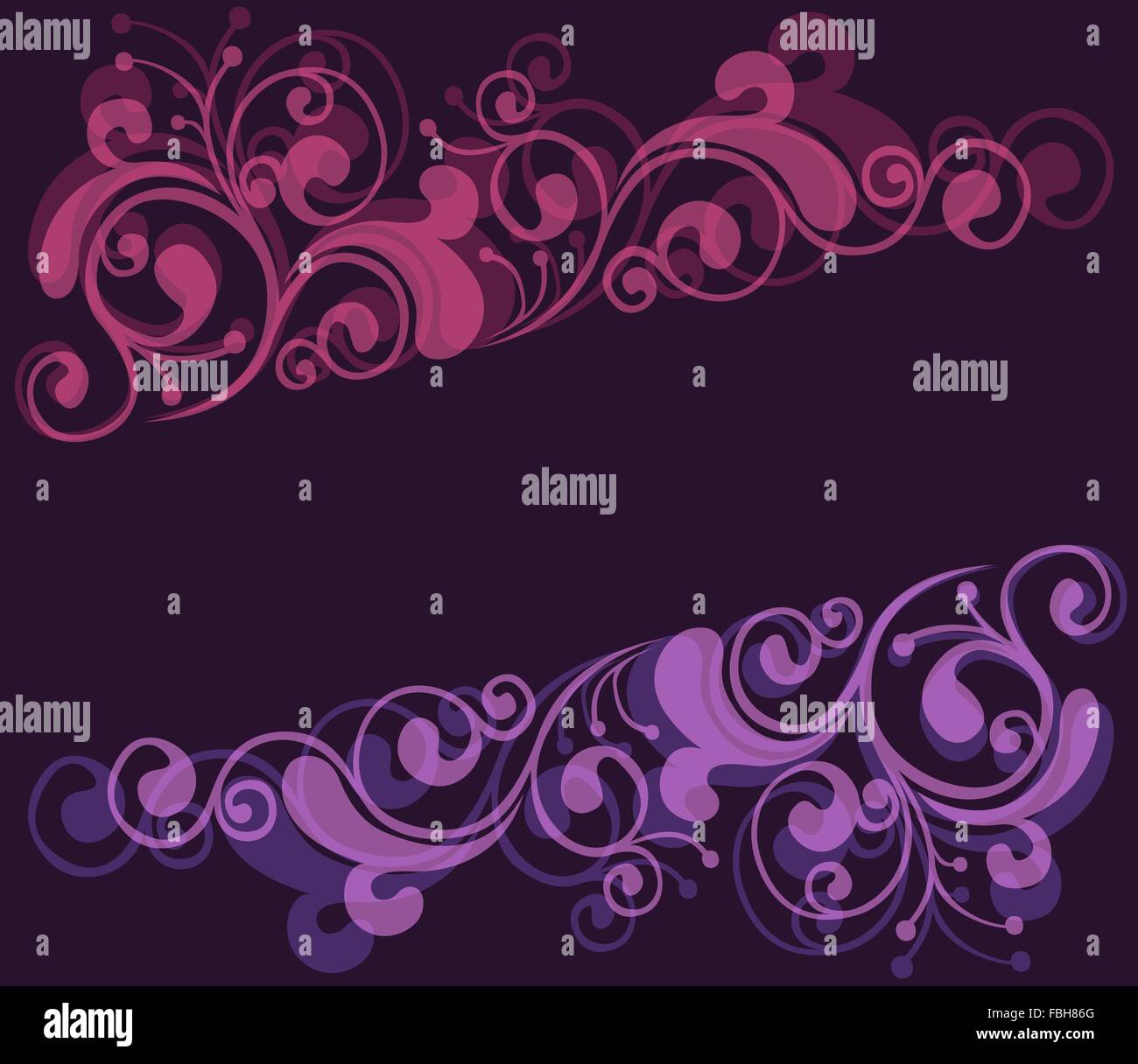 Elegant curly purple floral frame with space for your message Stock ...