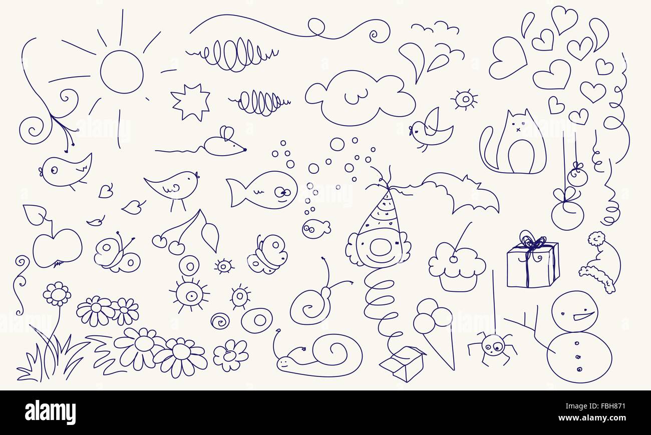 Collection of various doodle elements for your design Stock Vector ...