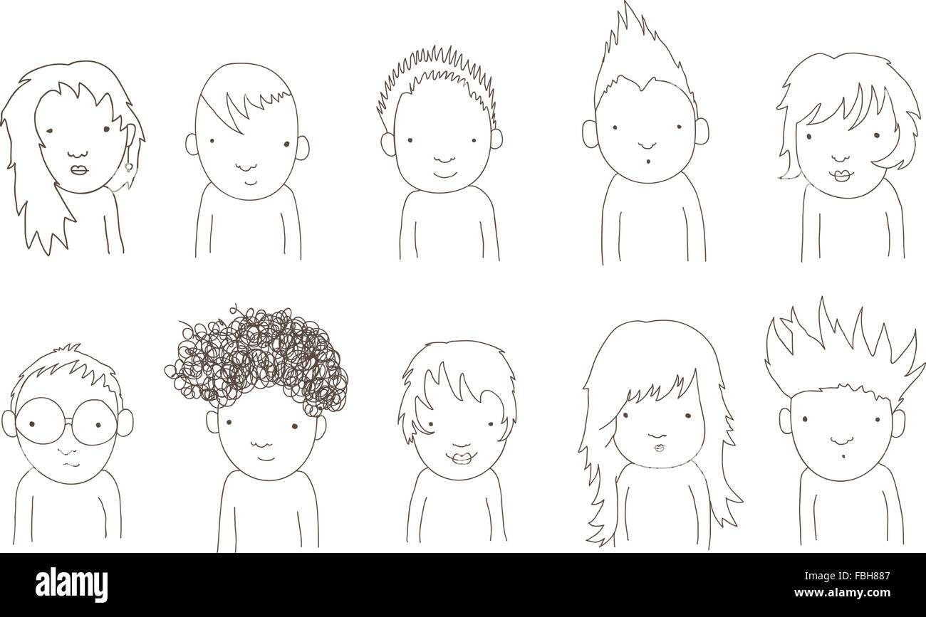 Doodle portrait of kids Stock Vector Image & Art - Alamy