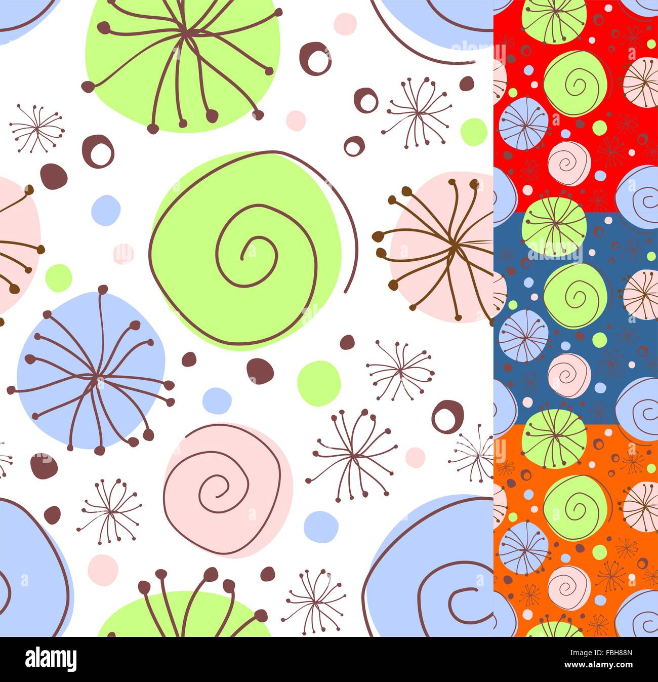 Seamless doodle pattern, four color versions Stock Vector Image & Art ...