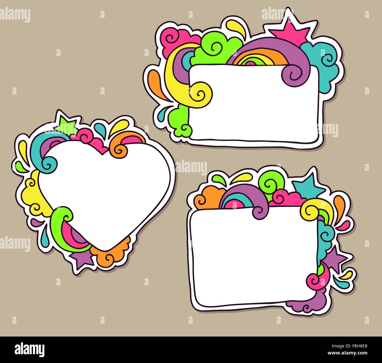 Funky colorful doodle frames Stock Vector Image & Art - Alamy