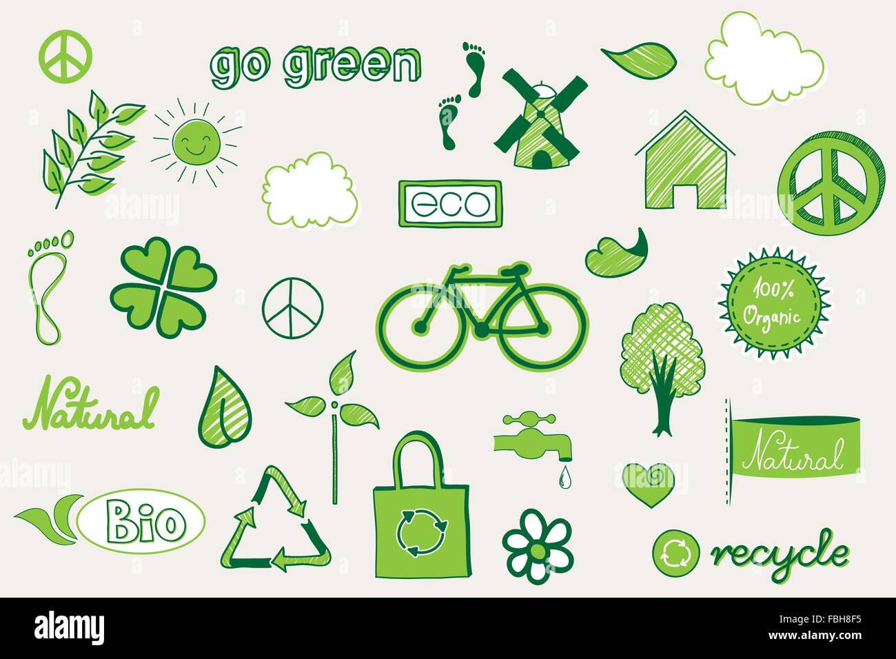 green, environment related doodle elements Stock Vector Image & Art - Alamy