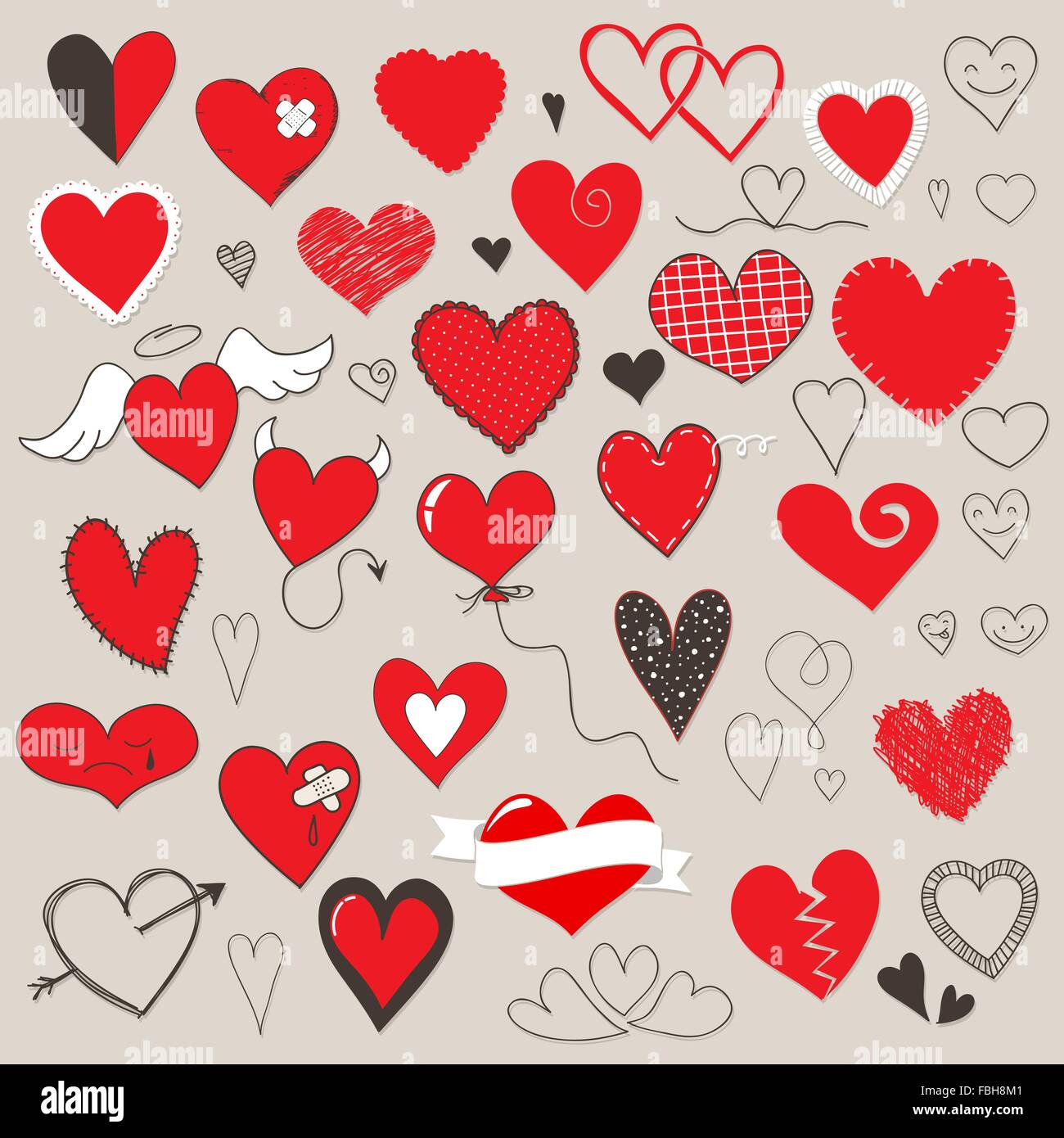 Collection of different heart symbols doodle Stock Vector Image & Art ...