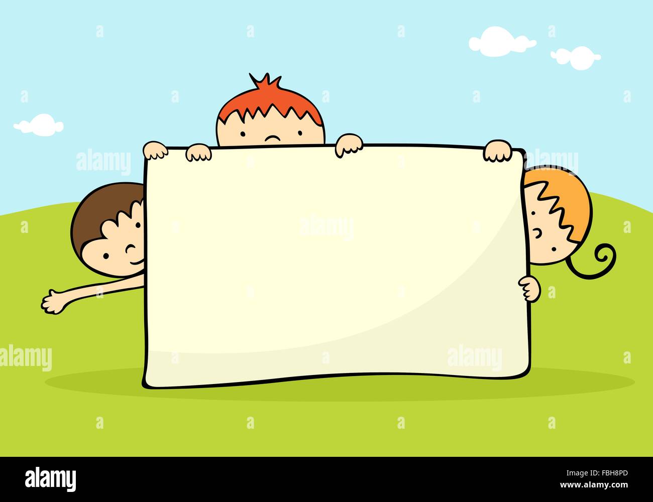 Kids hiding behind a banner Stock Vector Image & Art - Alamy