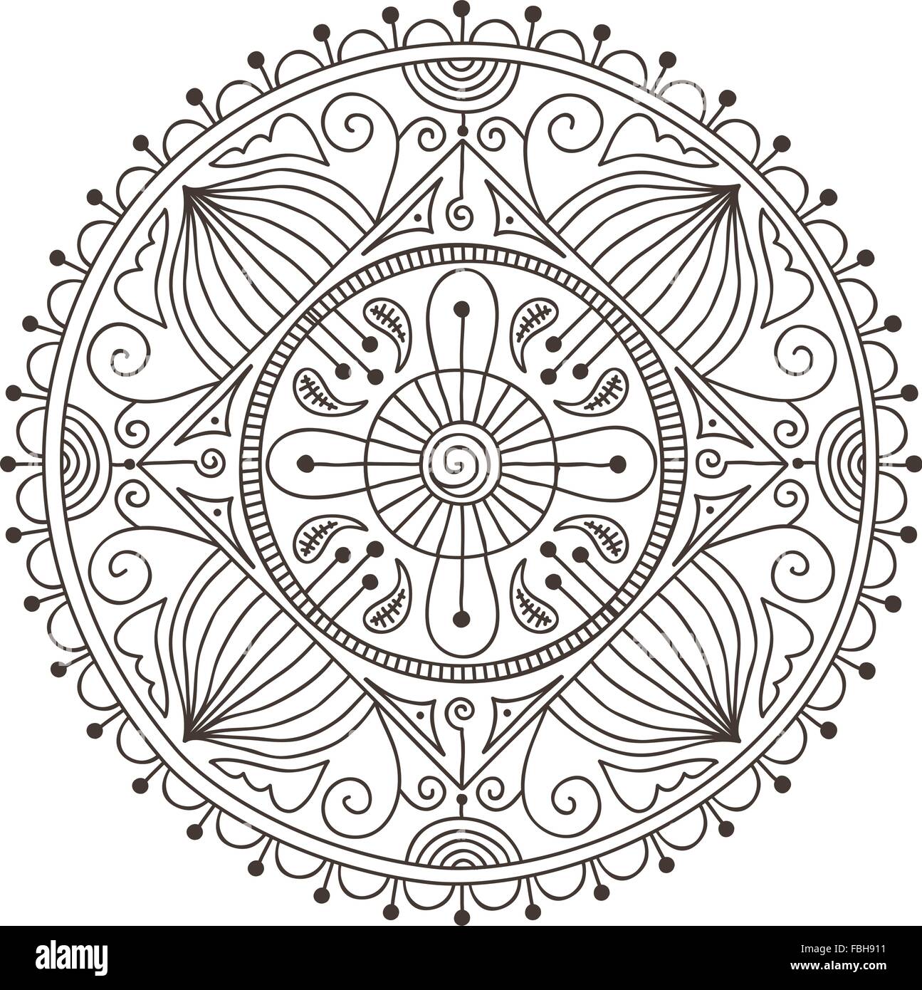 Beautiful hand-drawn doodle mandala Stock Vector Image & Art - Alamy