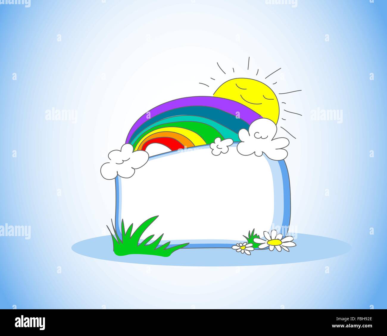Rainbow grass sun sky blue drawing hi-res stock photography and images ...