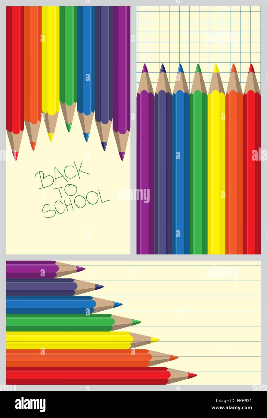 A set of three colored pencils background with space for your message ...