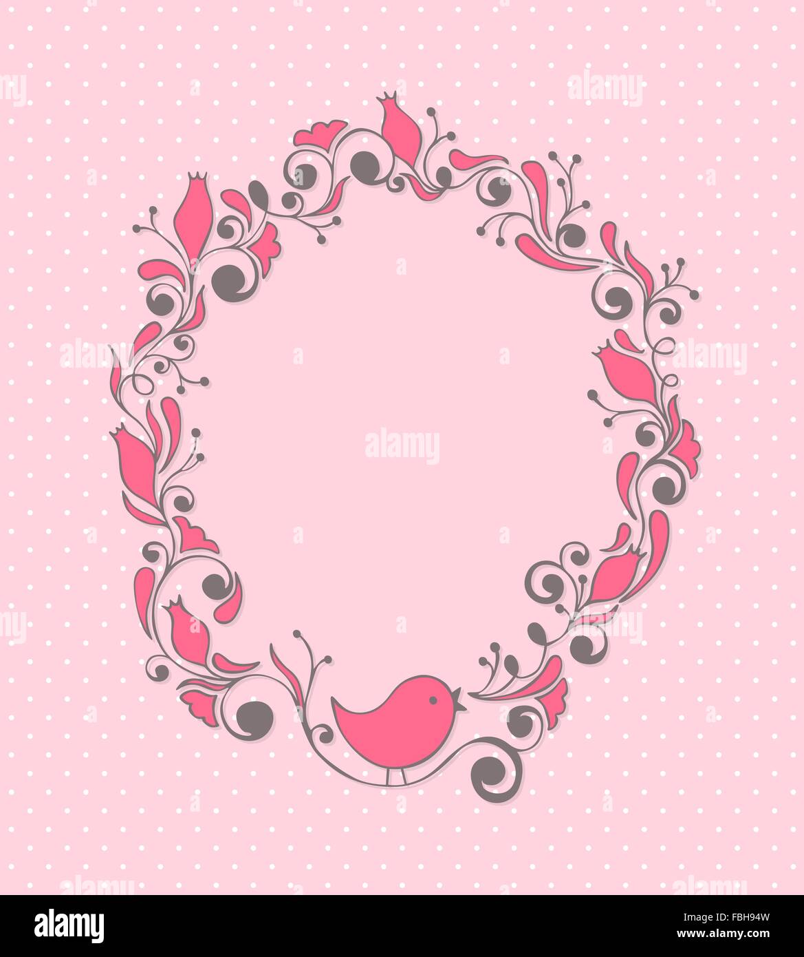 Cute girly floral frame with bird Stock Vector Image & Art - Alamy