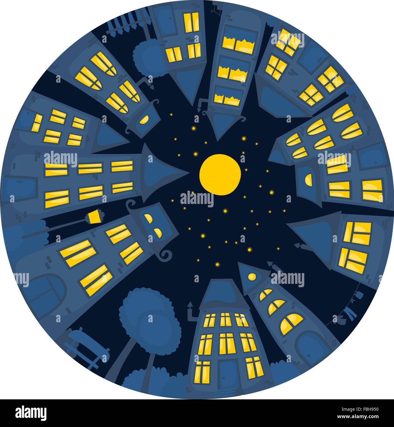 Brick building night Stock Vector Images - Alamy