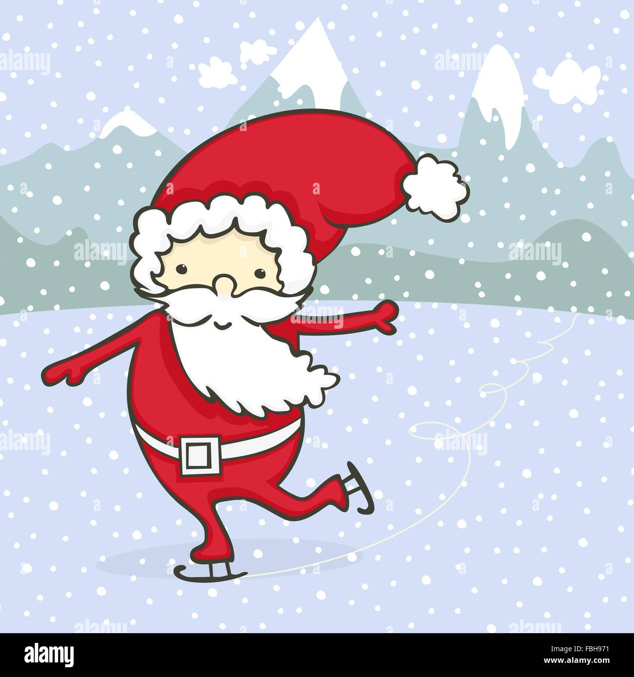 Cartoon santa skating on winter background Stock Vector Image & Art - Alamy