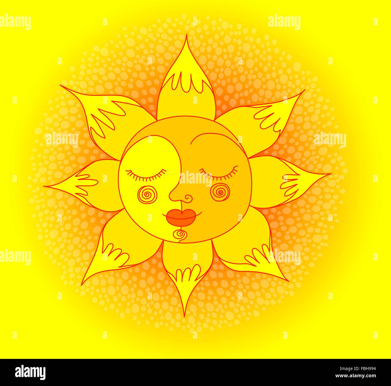 Drawn sun face yellow Stock Vector Images - Alamy