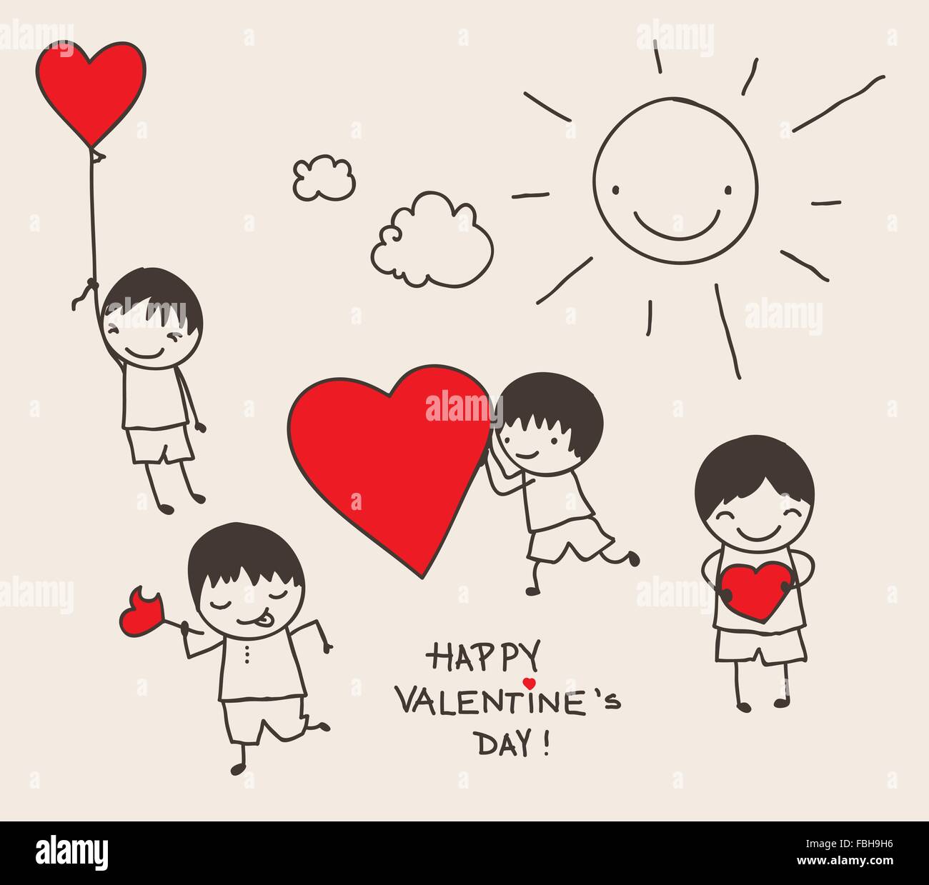 Cute doodle of boys with hearts Stock Vector Image & Art - Alamy