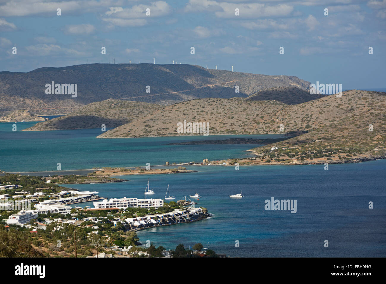 Crete, Elounda with Spinalonga Stock Photo - Alamy