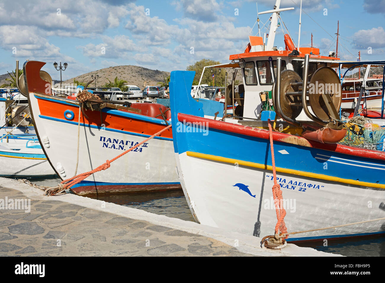 Crete, Elounda, fishing boats Stock Photo - Alamy