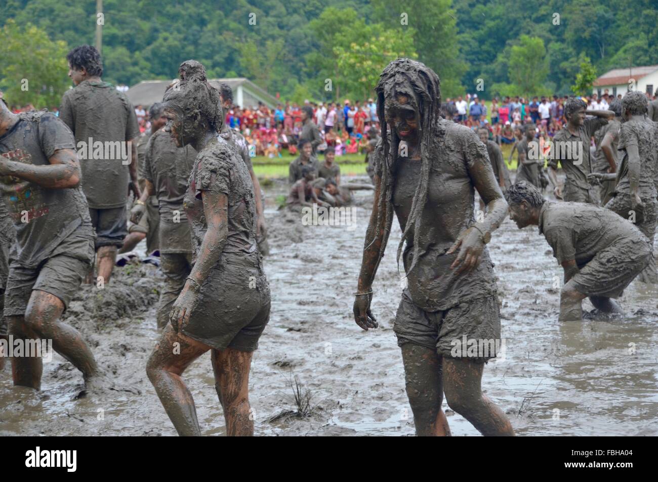 Mud festival woman hi-res stock photography and images - Alamy