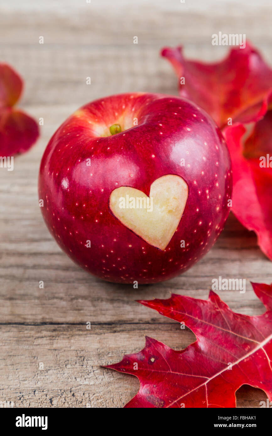 Apple with a Heart Stock Photo - Alamy