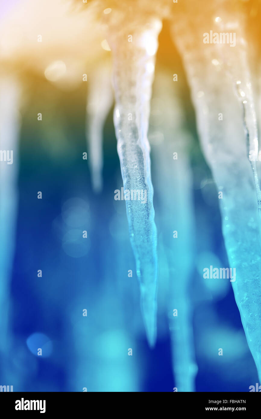 Beautiful icicles from the ice are photographed close up Stock Photo ...